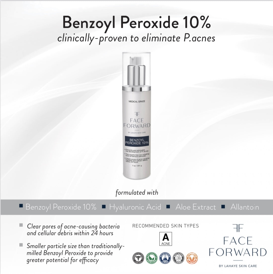 Benzoyl Peroxide 10% with Aloe ** New Improved Formula – LaHaye Skin Care